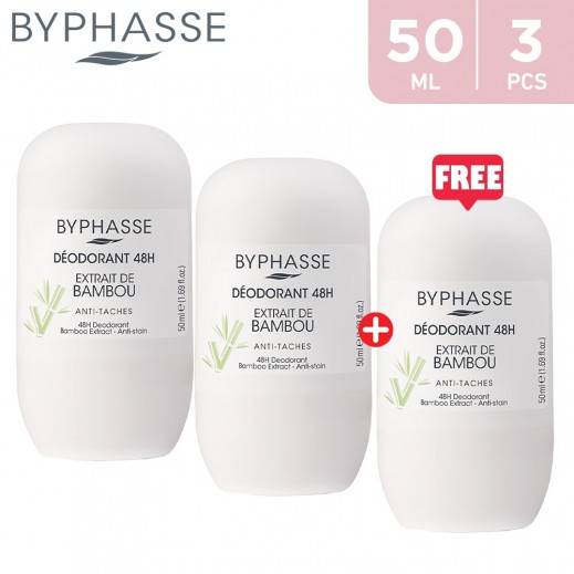 Buy Byphasse 48H Bamboo Extract Deodorant 50 ml (2 + 1 Free ...