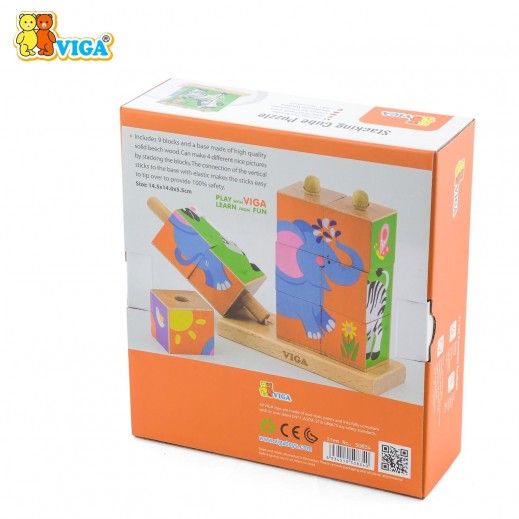 Buy Viga Stacking Cube Puzzle 9 Pcs - Wild Animals (24+ Months ...