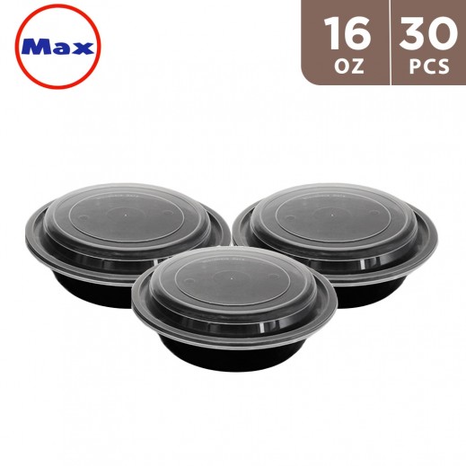Buy Max Round Microwave Container With Lid Black 16 oz 10 Pieces ( 3 ...