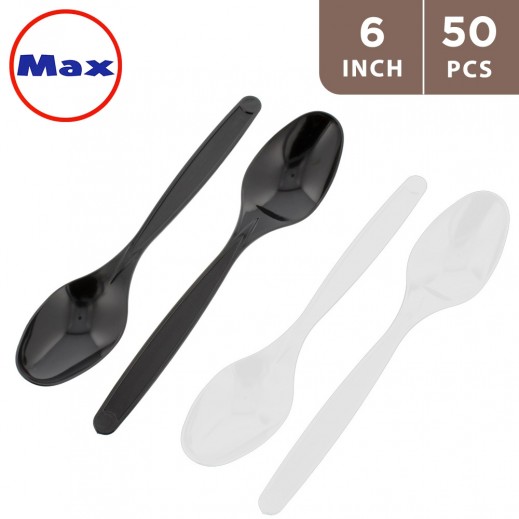 Buy Max Plastic Spoon 6 Inch 50 Pieces | توصيل Taw9eel.com