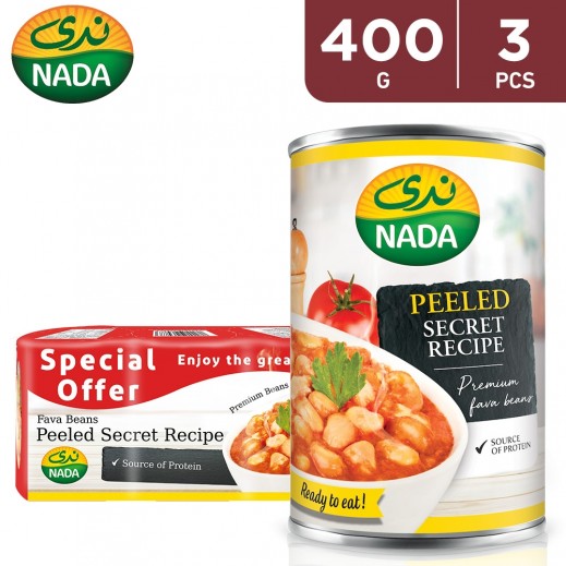 Buy Nada Peeled Secret Recipe Fava Beans Can 3 x 400 g | توصيل Taw9eel.com
