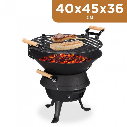 Buy Cast Iron Firebowl BBQ Charcoal Adjustable Grill 40 x 45 x 36 cm ...
