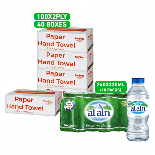 Buy Taw9eel Essentials Premium Hand Towel 100 x 2 Ply ( 40 Boxes) + Al ...