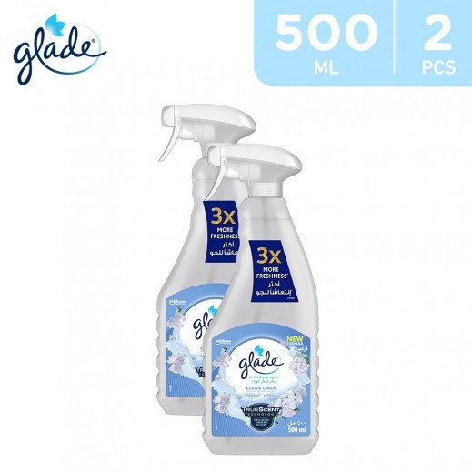 Buy Glade Clean Linen Air Freshener Spray 2 x 500 ml | توصيل Taw9eel.com