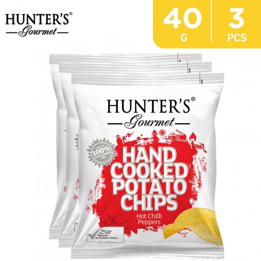 Buy Hunter's Hand Cooked Potato Chips Hot Chilli Peppers 3×40 g | توصيل ...