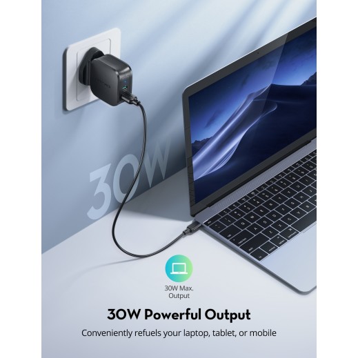 RAVPower RP-PC144 PD Pioneer 30W 2-Port Wall Charger UK Black offline | توصيل Taw9eel.com