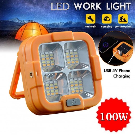 Buy Portable Solar LED Camping Light 100W - Orange | توصيل Taw9eel.com