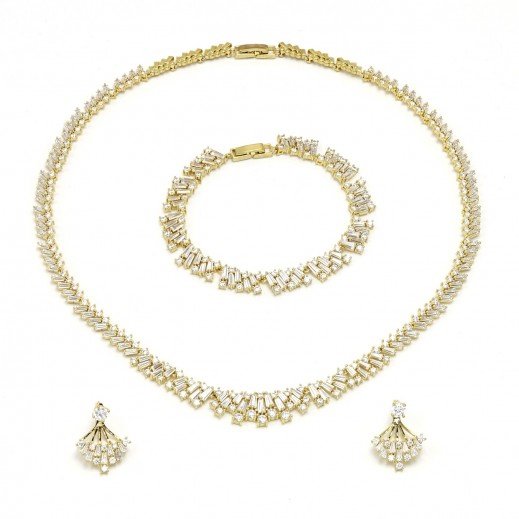 Buy Sara Collection Gold Plated Sparkling Necklace Set | توصيل Taw9eel.com