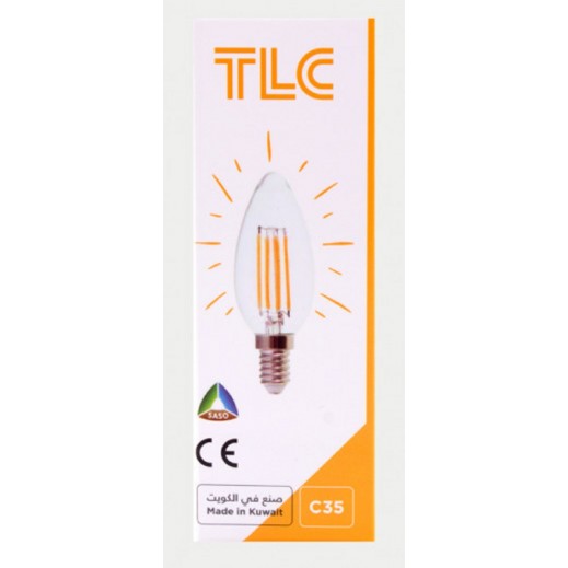 TLC LED E14 C35 Clear Filament 4W Bulb - Warm White - 12PCS | توصيل ...