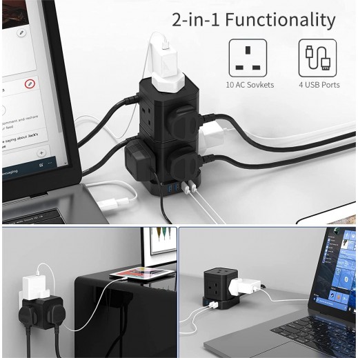 Buy Power Extension Cube 9 Outlets with 4 SUB Outlets - delivered by ...
