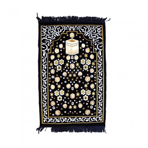 Buy Makkah With Flowers Design Prayer Mat Dark Blue - 70 X 110 Cm ...