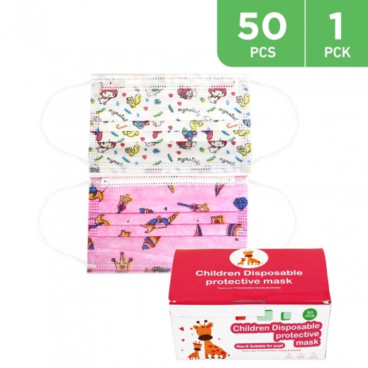 Buy Disposable Protective Masks For Girls 3 ply Multi Color - 50 Pieces ...