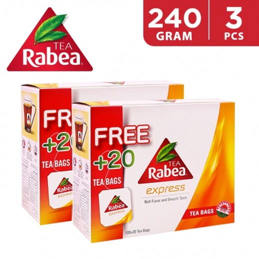 Buy Rabea Express Tea 100 bags + 20 Free (3 Packs) | توصيل Taw9eel.com