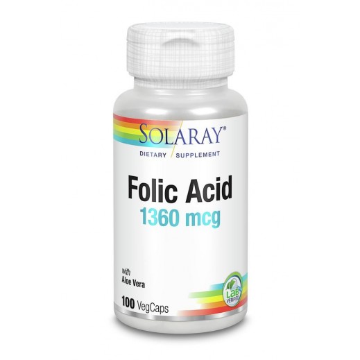 Solaray Folic Acid 1360Mcg 100 Vag Caps | توصيل Taw9eel.com