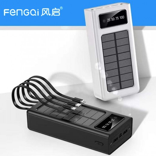 Fengqi 30000mAh 4-in-1 Solar Power Bank (Type-C / Micro-USB / Lightning ...